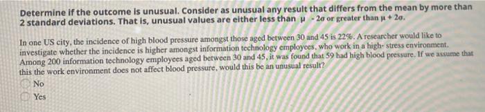 Solved Determine if the outcome is unusual. Consider as | Chegg.com