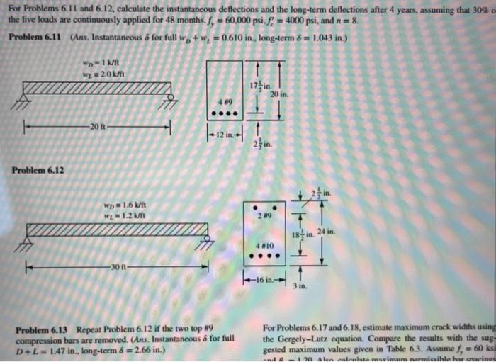 For Problems 6.11 and 6.12, calculate the | Chegg.com