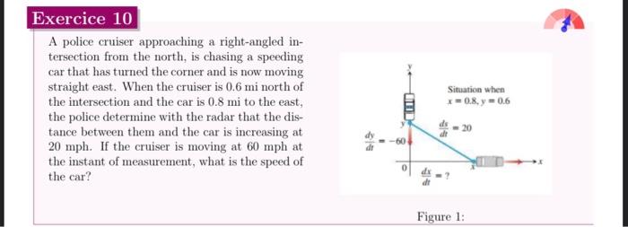 Solved A police cruiser approaching a right-angled | Chegg.com