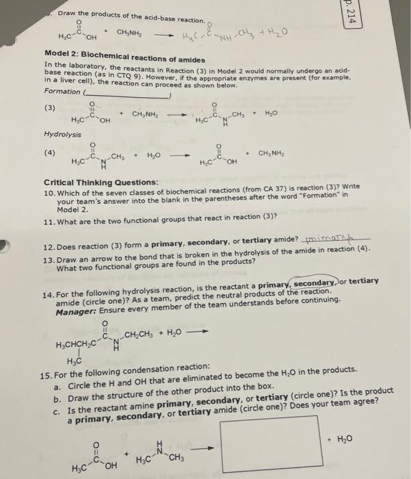 Solved Draw the products of the acid-base reaction. • CH NH3 | Chegg.com