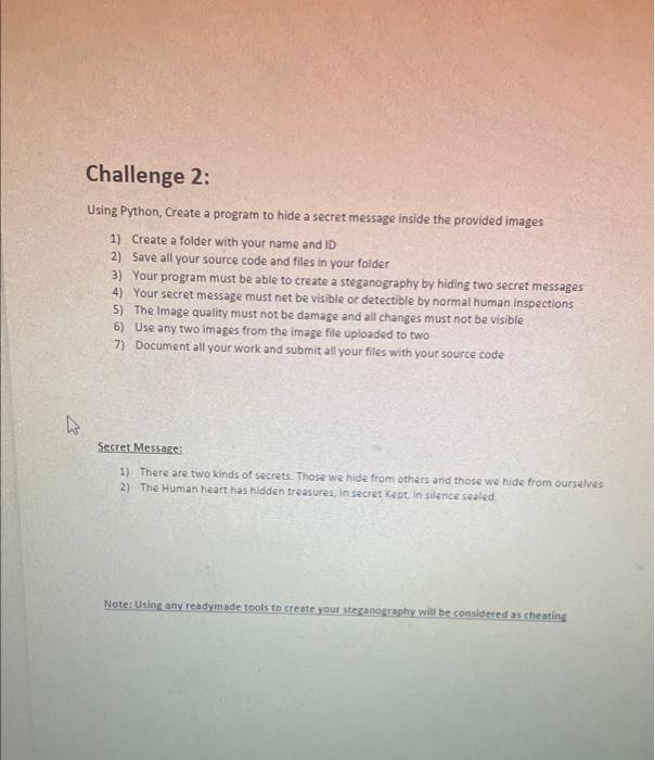 Solved Challenge 1: Break the secret code to reveal the | Chegg.com