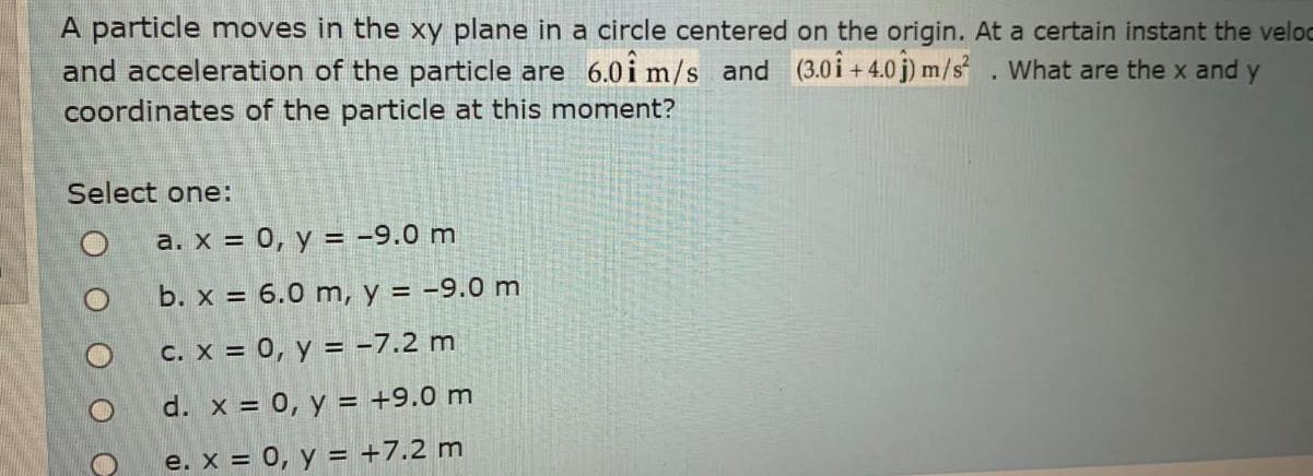 Solved A particle moves in the xy plane in a circle centered | Chegg.com