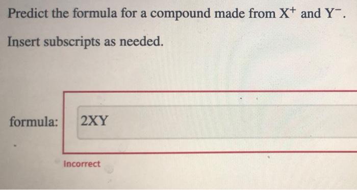 Solved Predict the formula for a compound made from X+ and | Chegg.com