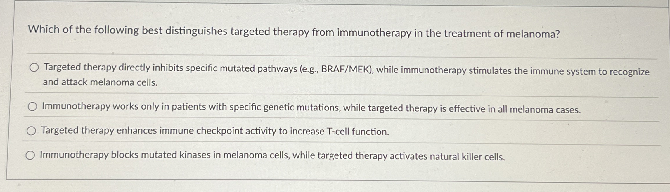 Solved Which of the following best distinguishes targeted | Chegg.com