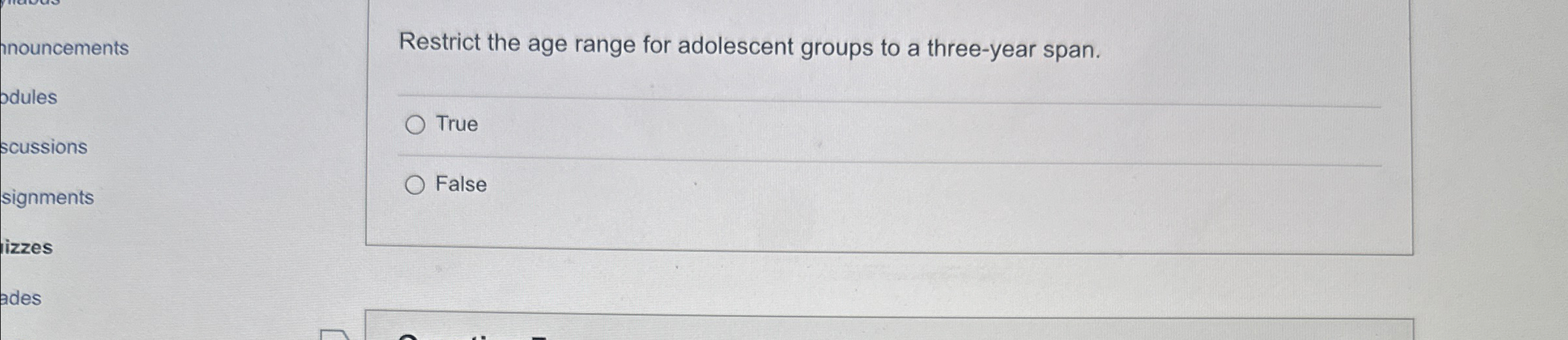Solved Restrict the age range for adolescent groups to a | Chegg.com