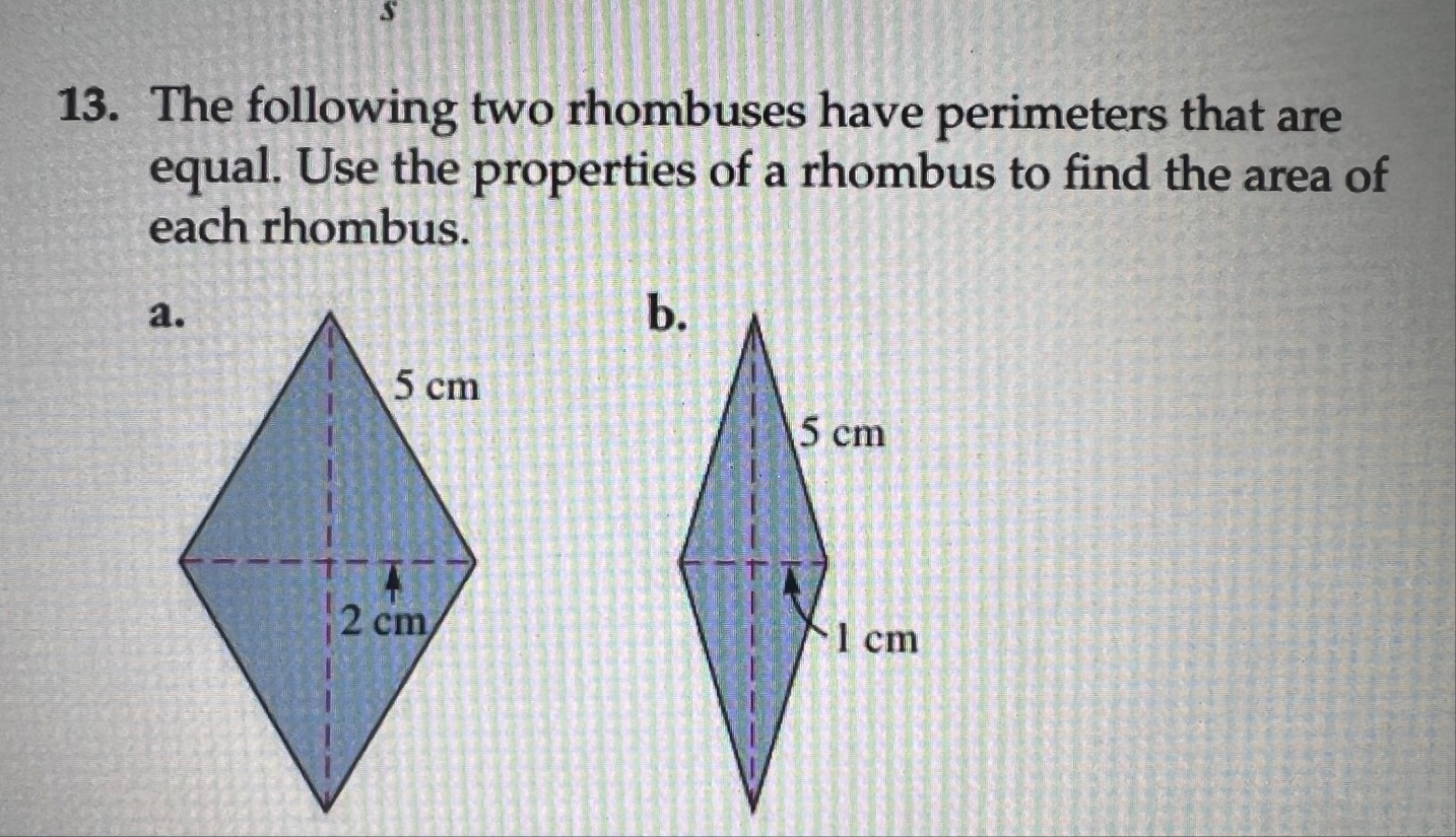 Solved The following two rhombuses have perimeters that are | Chegg.com