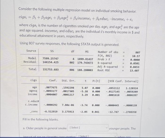 Solved Consider the following multiple regression model on | Chegg.com