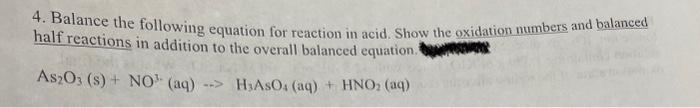 Solved 4. Balance the following equation for reaction in | Chegg.com