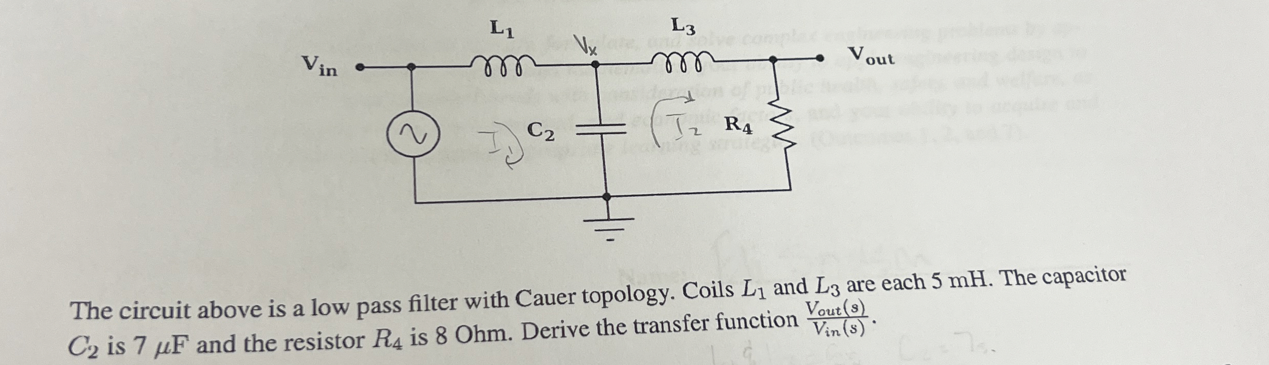 Solved The circuit above is a low pass filter with Cauer | Chegg.com