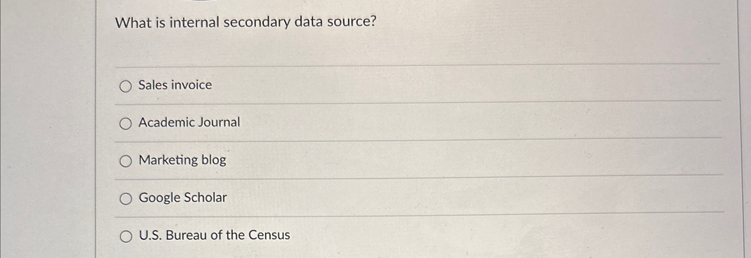 Solved What Is Internal Secondary Data Sourcesales