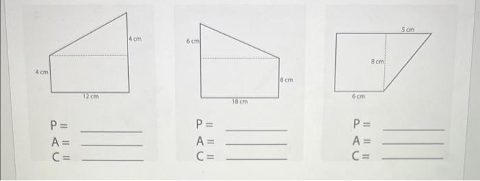Solved Determine the perimeter (P), area (A), and the | Chegg.com
