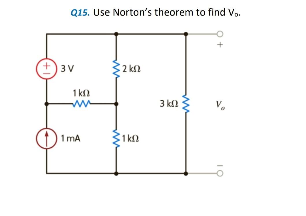 Solved Q15. Use Norton's theorem to find V0. | Chegg.com