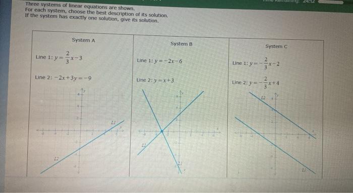 Solved Three systems of linear equations are shown. For each | Chegg.com