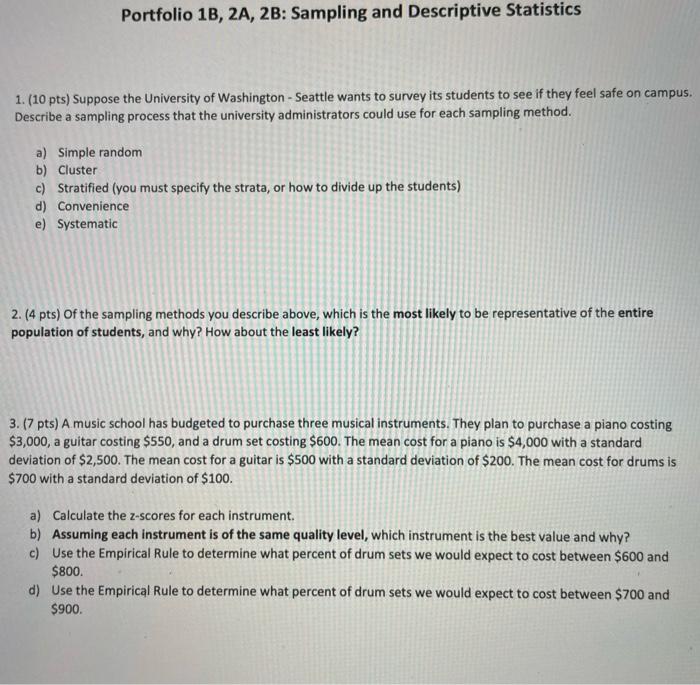 Solved Portfolio 1B, 2A, 2B: Sampling and Descriptive | Chegg.com