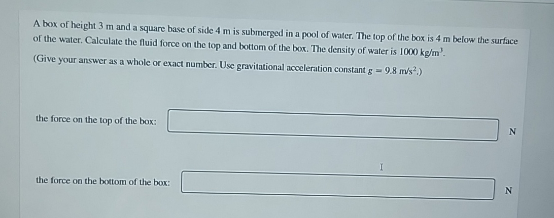 Solved A box of height 3m ﻿and a square base of side 4m ﻿is | Chegg.com