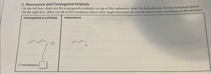 Solved 1. Resonance and Conjugated Orbitals - In the lef | Chegg.com