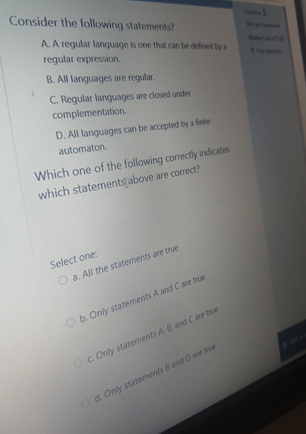Solved Consider the following statements?Cotion5A. ﻿A | Chegg.com