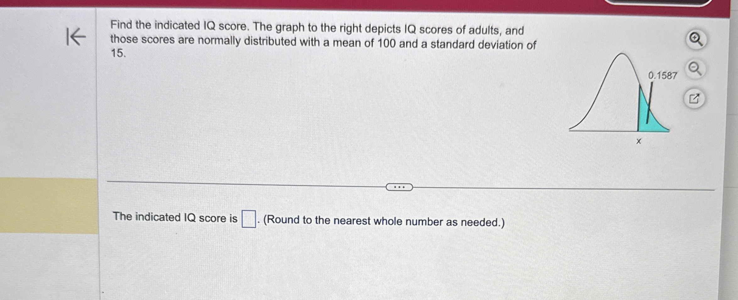 Solved Find the indicated IQ score. The graph to the right | Chegg.com