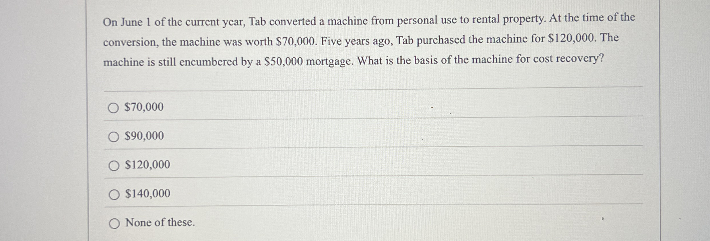 Solved On June 1 ﻿of the current year, Tab converted a | Chegg.com