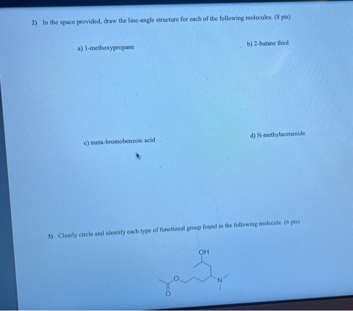 Solved 2) In the space provided, draw the line-angle | Chegg.com