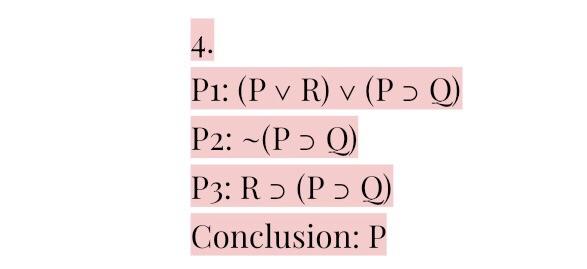 Solved V P1: (P v R) v (P) Q) P2: ~(P 0 P3: Rɔ ( PQ) | Chegg.com