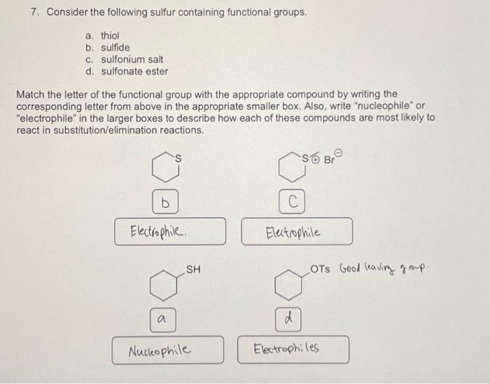 Solved 7. Consider the following sulfur containing | Chegg.com