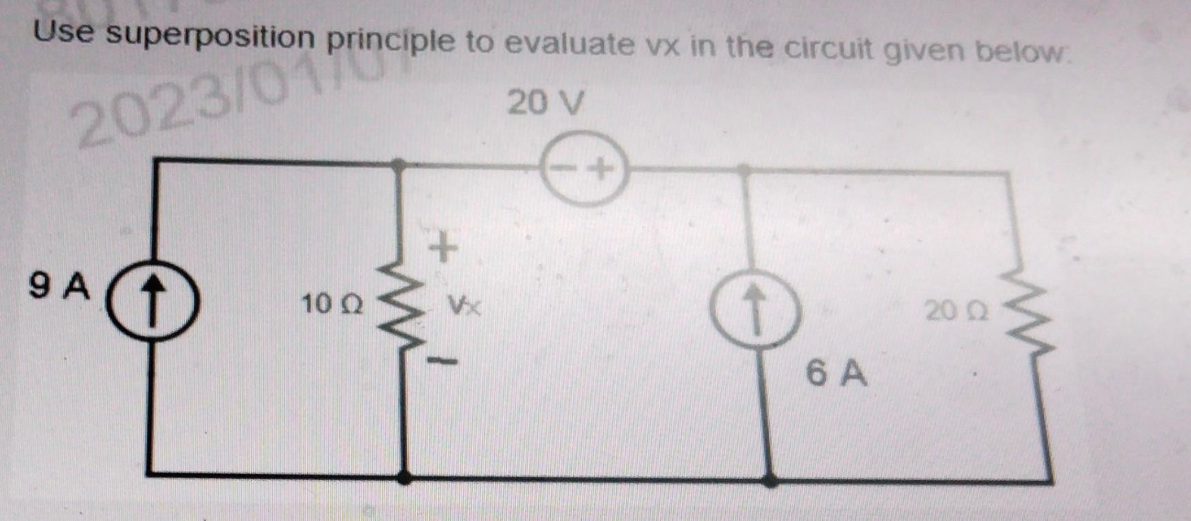 Solved Use superposition principle to evaluate vx in the | Chegg.com