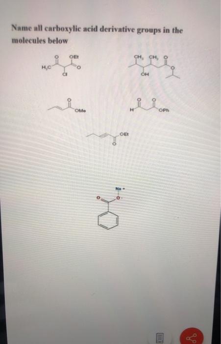Solved Name all carboxylic acid derivative groups in the | Chegg.com