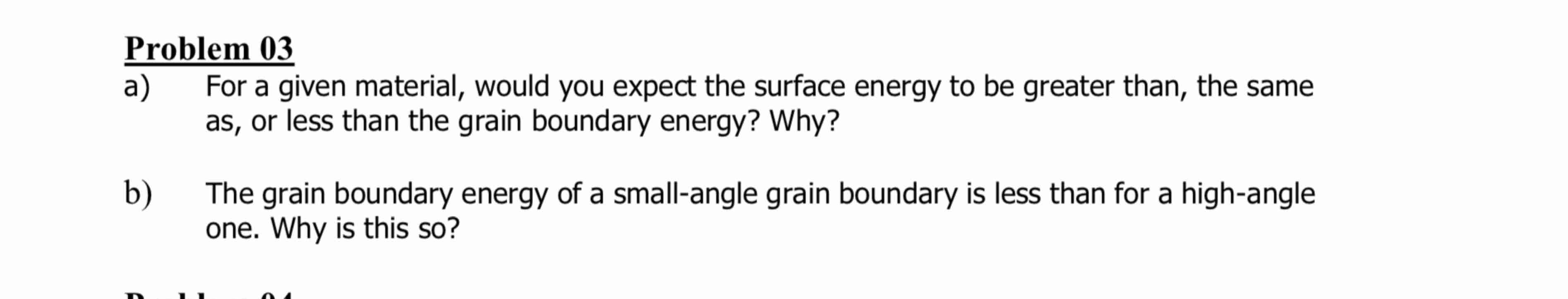 Solved Problem 03a) ﻿For a given material, would you expect | Chegg.com