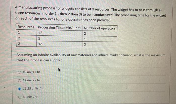 Solved A manufacturing process for widgets consists of 3 | Chegg.com