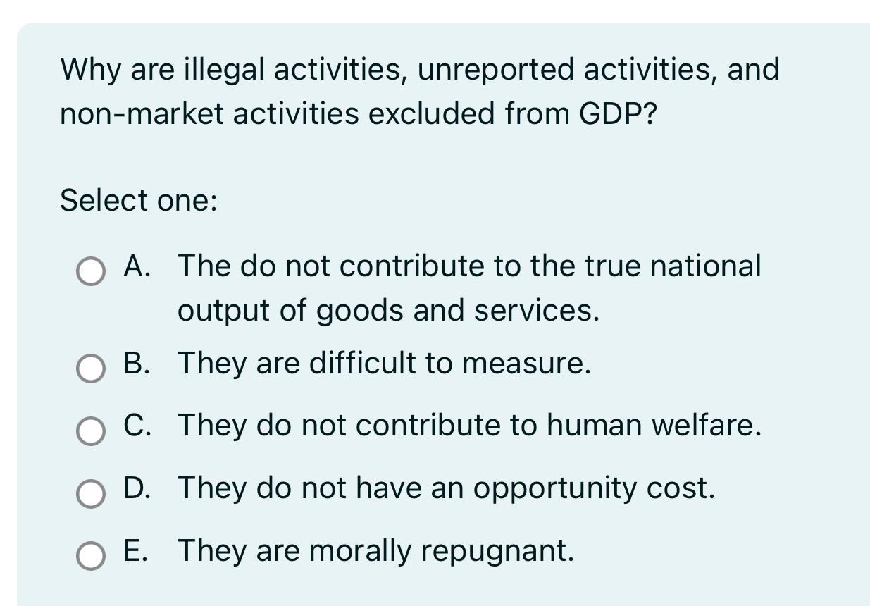 Solved Why are illegal activities, unreported activities, | Chegg.com