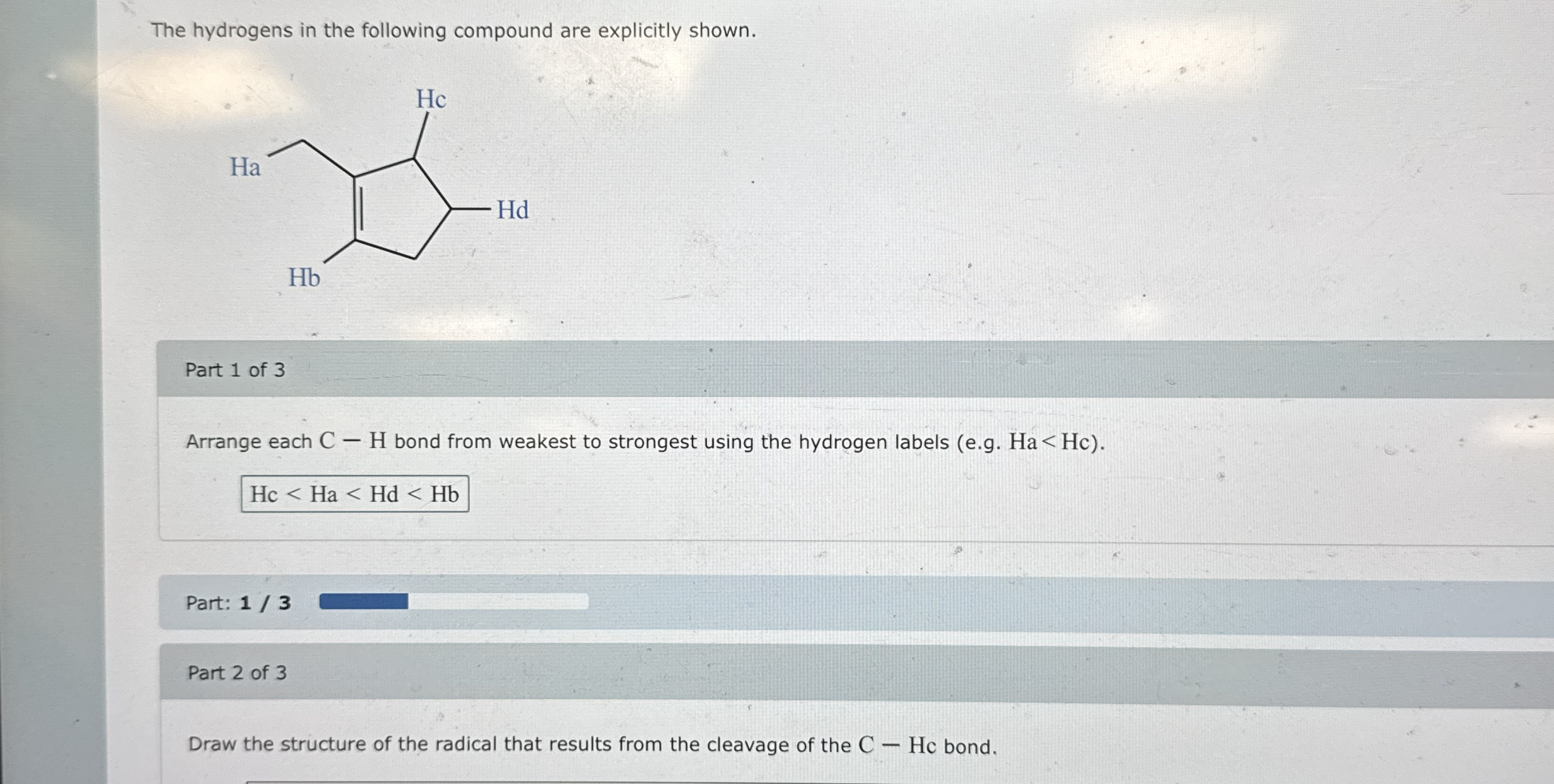 Solved The hydrogens in the following compound are | Chegg.com