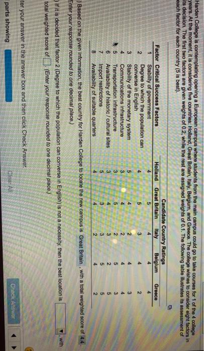Solved 4 Harden College is contemplating opening a European | Chegg.com
