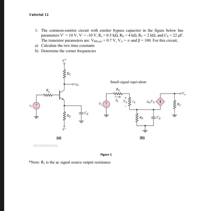 Solved Tutorial 12 1. The common-emitter circuit with | Chegg.com