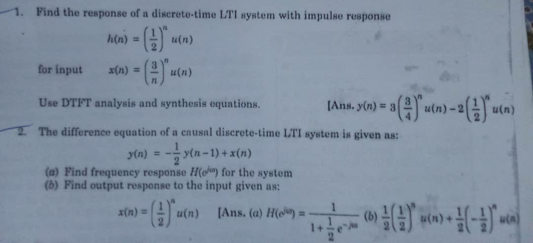 Solved Find the response of a discrete-time LTI system with | Chegg.com