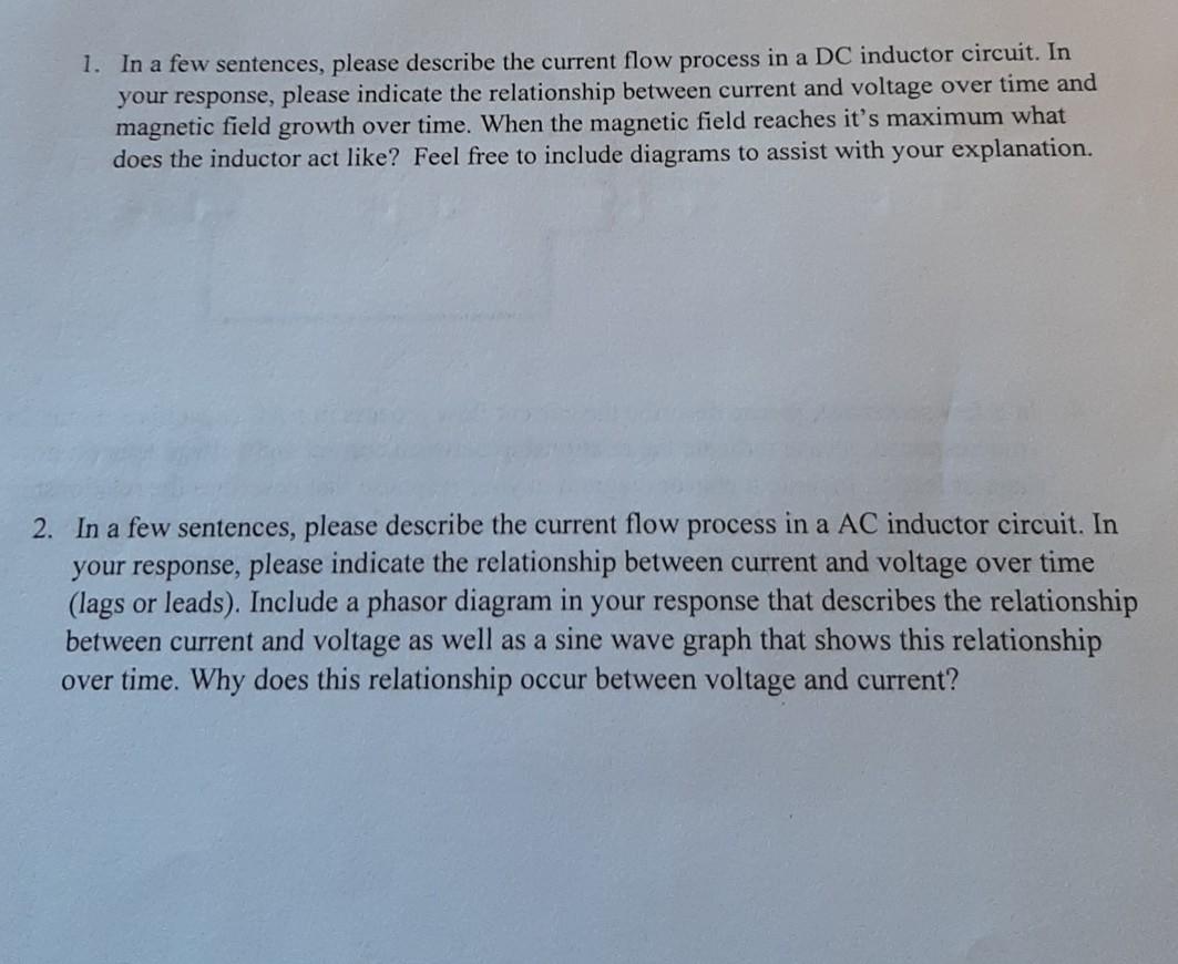Solved 1. In a few sentences, please describe the current | Chegg.com