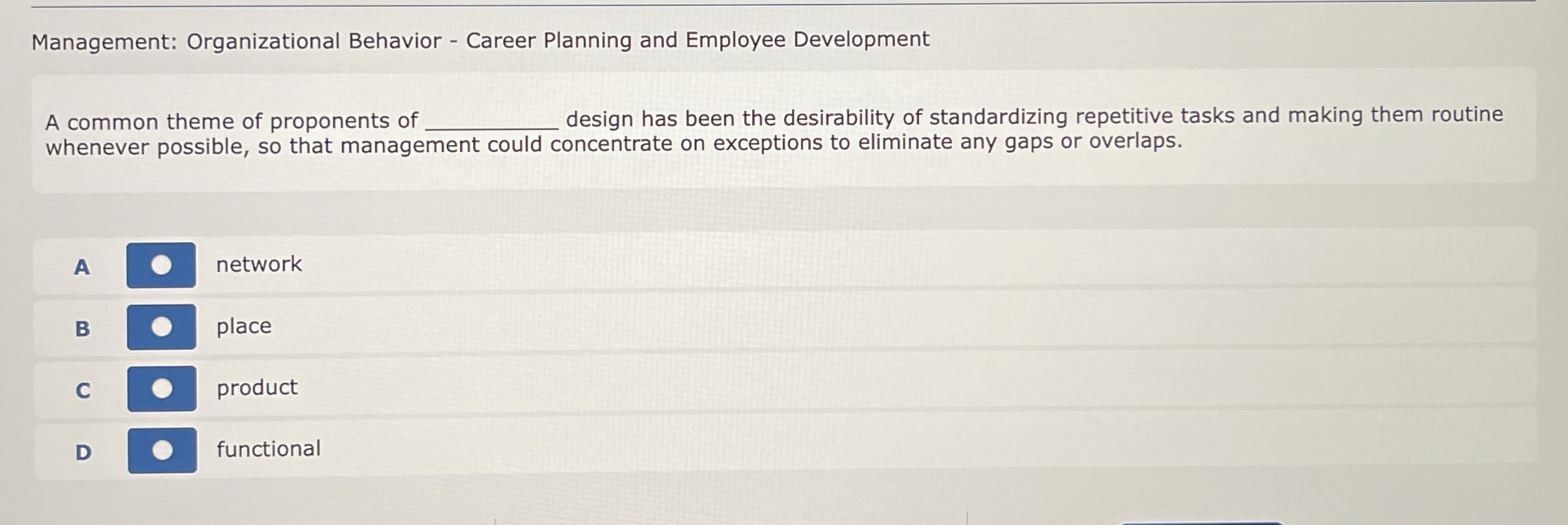Solved Management: Organizational Behavior - ﻿Career | Chegg.com
