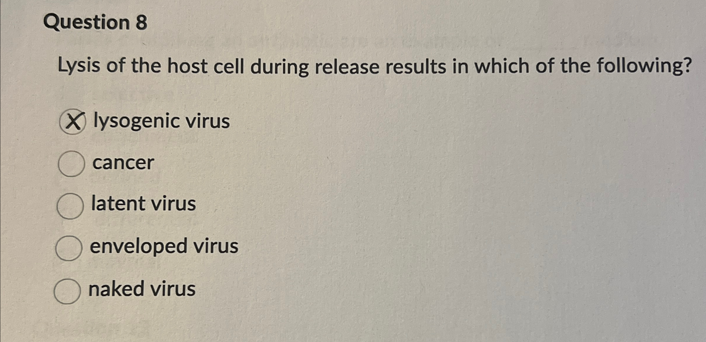 Solved Question 8Lysis of the host cell during release | Chegg.com