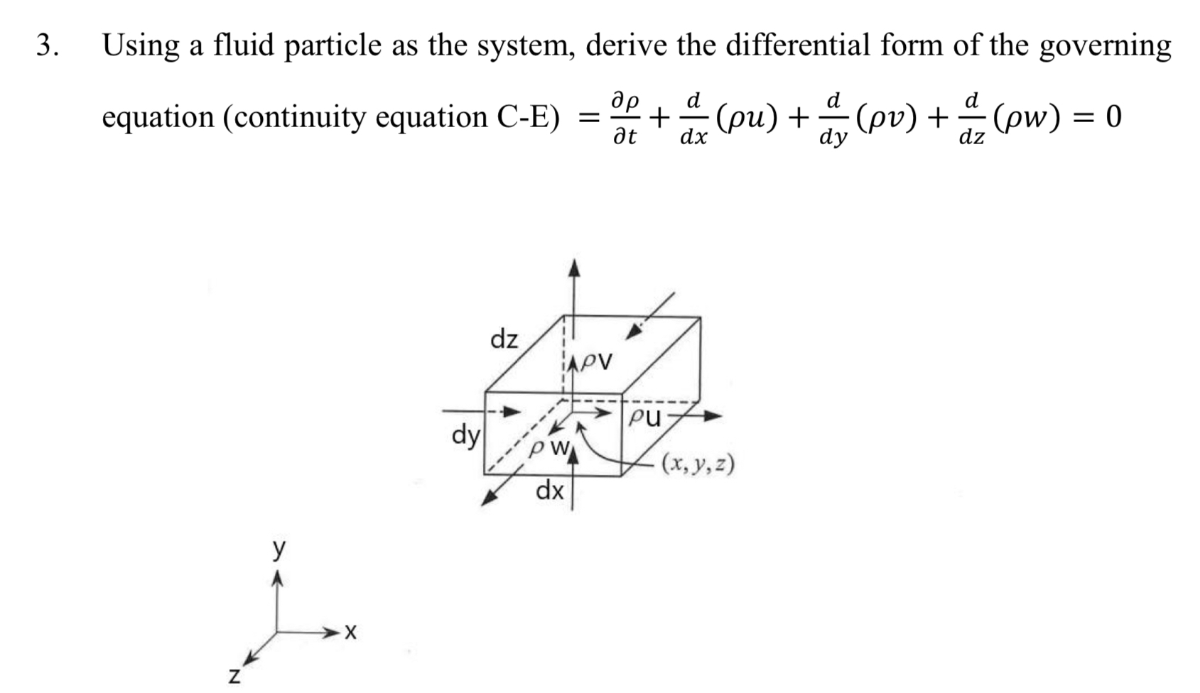 Solved Using a fluid particle as the system, derive the | Chegg.com