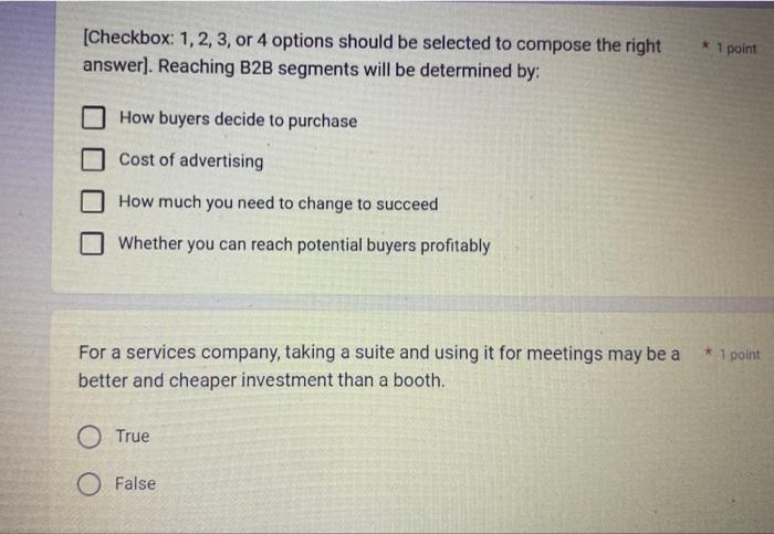 Solved [Checkbox: 1,2,3, or 4 options should be selected to | Chegg.com