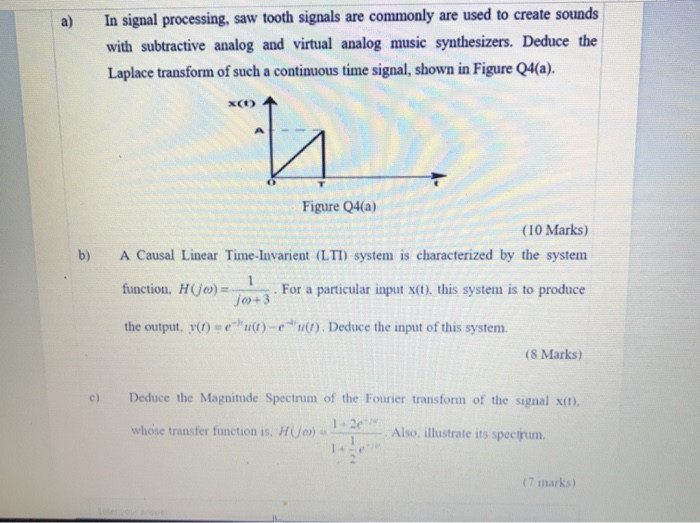 Solved a) In signal processing, saw tooth signals are | Chegg.com
