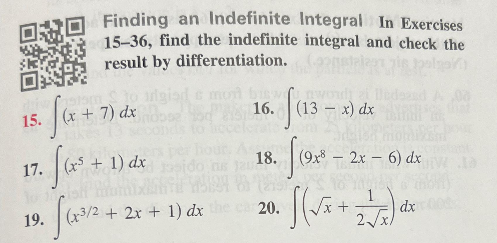 Solved Finding an Indefinite Integral In Exercises 15-36, | Chegg.com