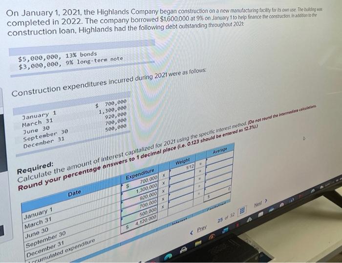 Solved On January 1, 2021, the Highlands Company began | Chegg.com