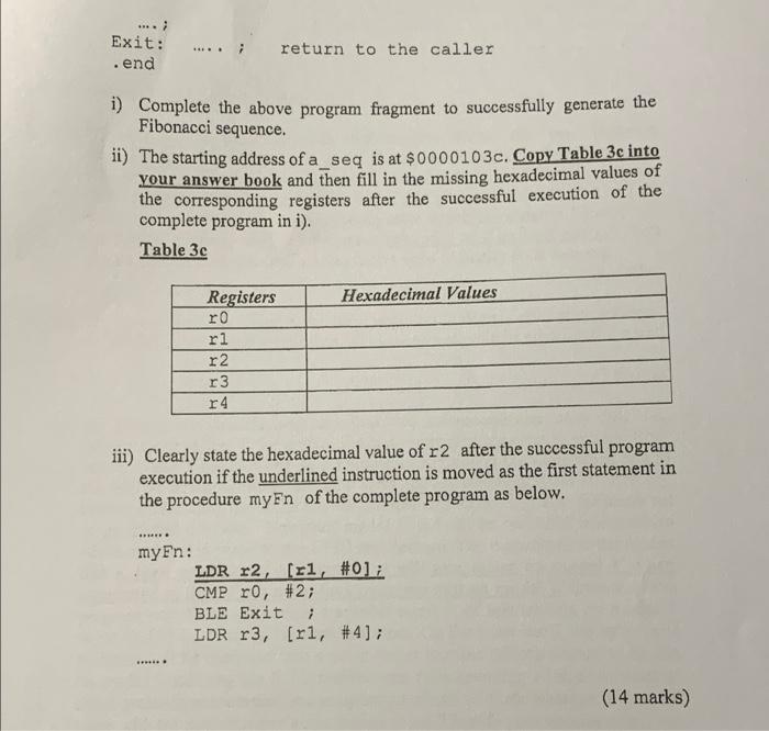 Solved (c) The following ARM assembly program fragment is | Chegg.com