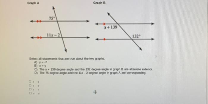 Solved Graph A Graph B 75 y+139 Ilx-2 132 Select all | Chegg.com
