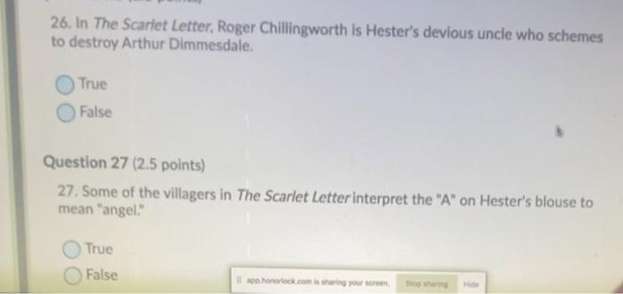 26. In The Scarlet Letter, Roger Chillingworth Is | Chegg.com