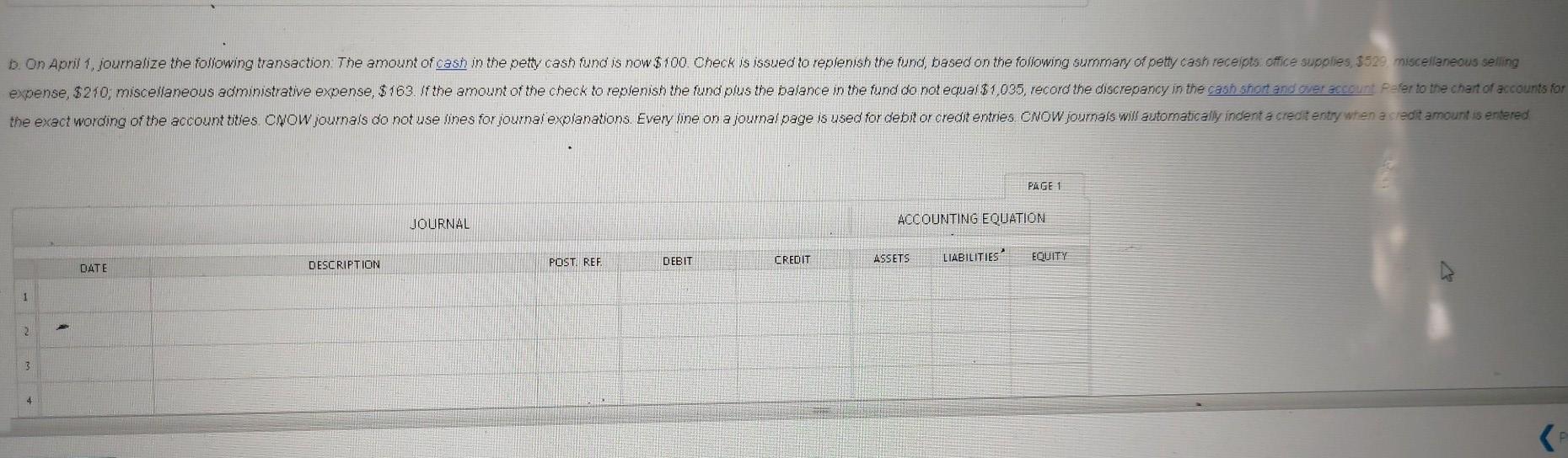Solved ty cash fund entries Instructions Chart of Accounts | Chegg.com