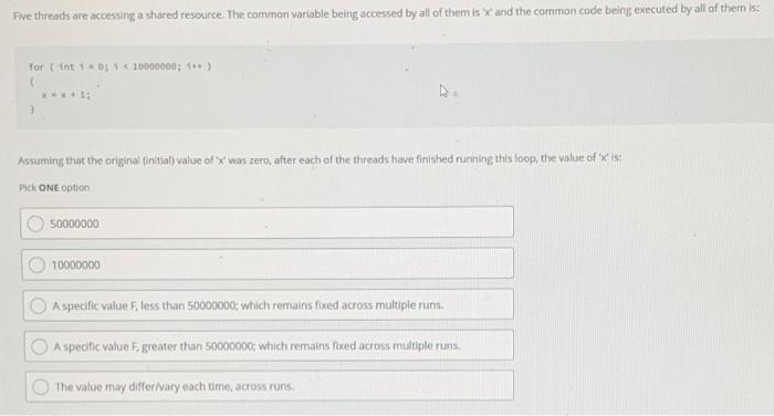 Solved Five threads are accessing a shared resource. The | Chegg.com