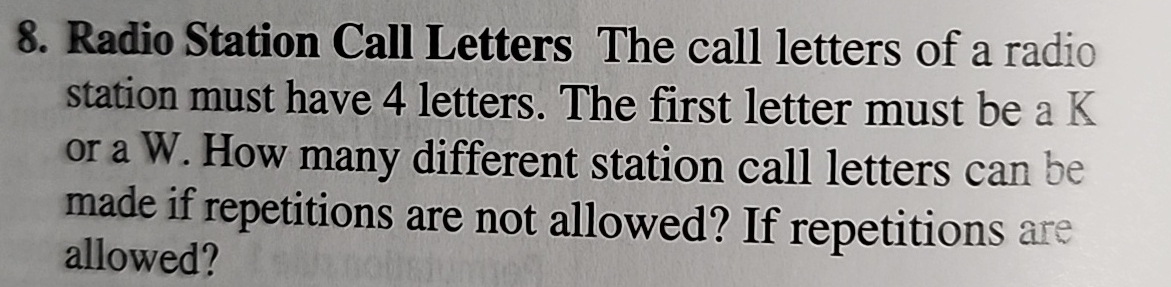 Solved Radio Station Call Letters The call letters of a | Chegg.com