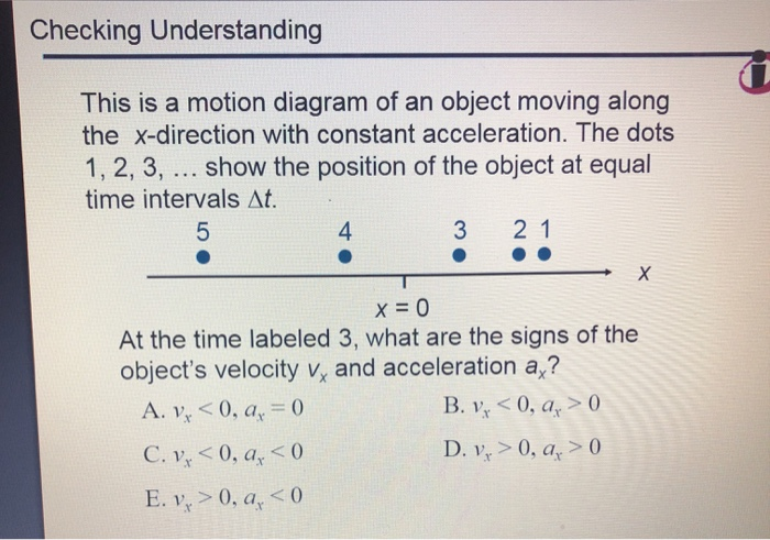 Solved Checking Understanding This is a motion diagram of an | Chegg.com